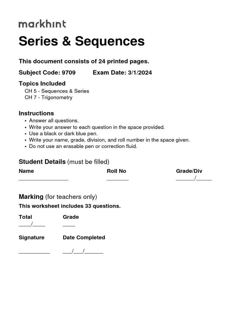 Series & Sequences | PDF