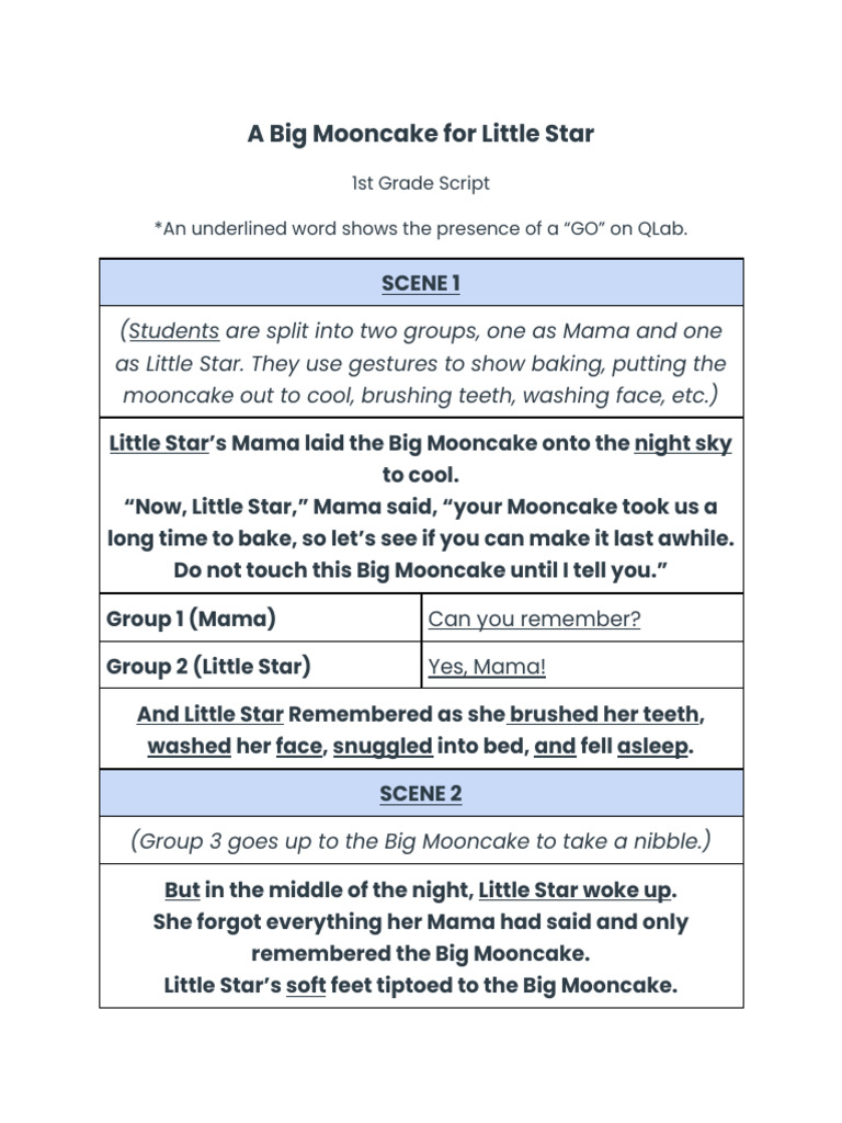 A Big Mooncake For Little Star Script | PDF