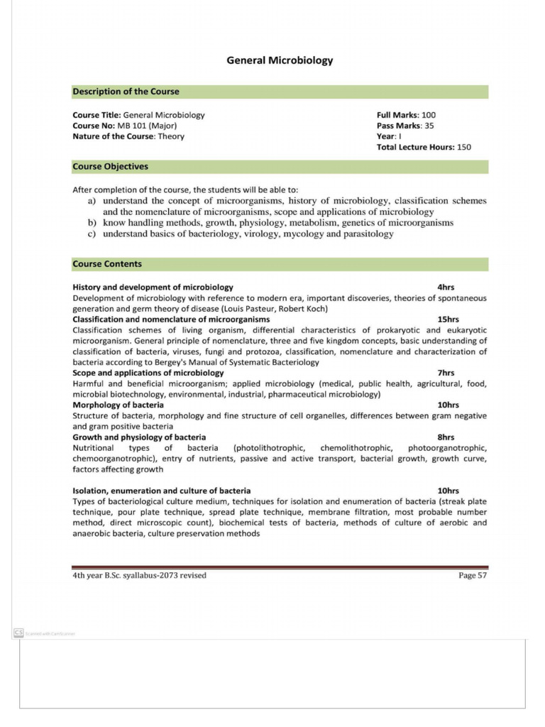 BSC Microbiology Syllabus | PDF