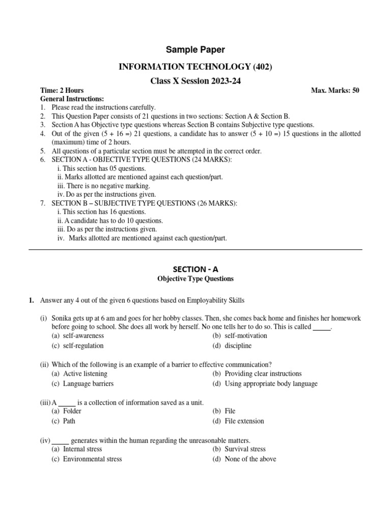 It Sample Paper | PDF | World Wide Web | Internet & Web