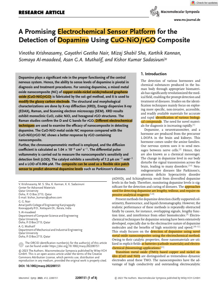 Macromolecular Symposia - 2023 - Krishnasamy - A Promising Electrochemical Sensor Platform For ...
