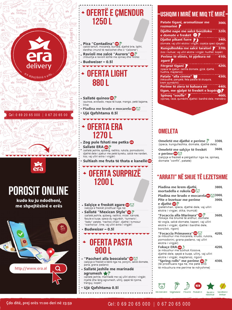 ERA Delivery Menu 2022 | PDF