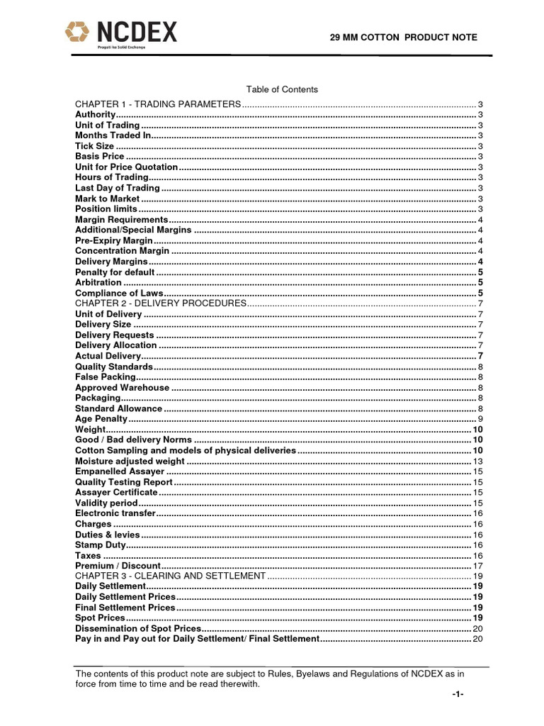 29 MM Cotton Futures Product Note - 12102023 - 1697198987 | PDF ...