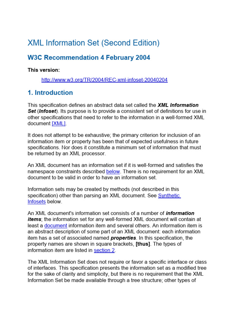 XML Info Set | PDF | Xml | Uniform Resource Identifier