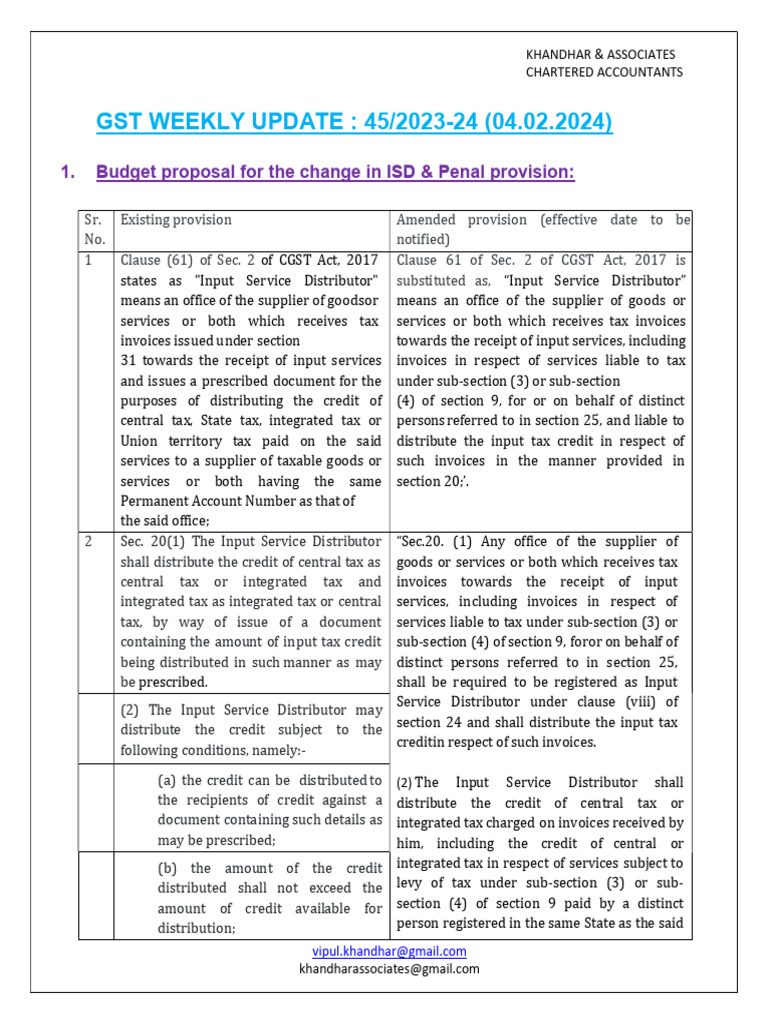 GST Weekly Update - 45 - 2023-24 | PDF | Invoice | Taxes