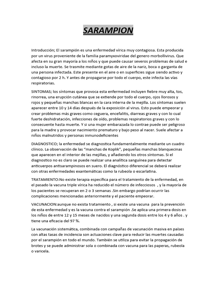 SARAMPION | PDF | Sarampión | Vacunas