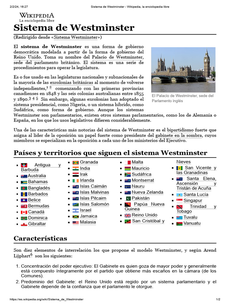 Sistema de Westminster - Wikipedia, La Enciclopedia Libre | PDF ...