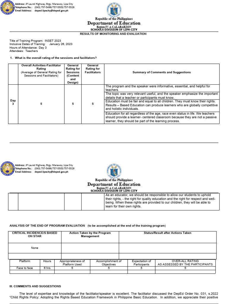Result INSET-M-E d3 Mam Lisa | PDF | Human Communication | Behavior ...