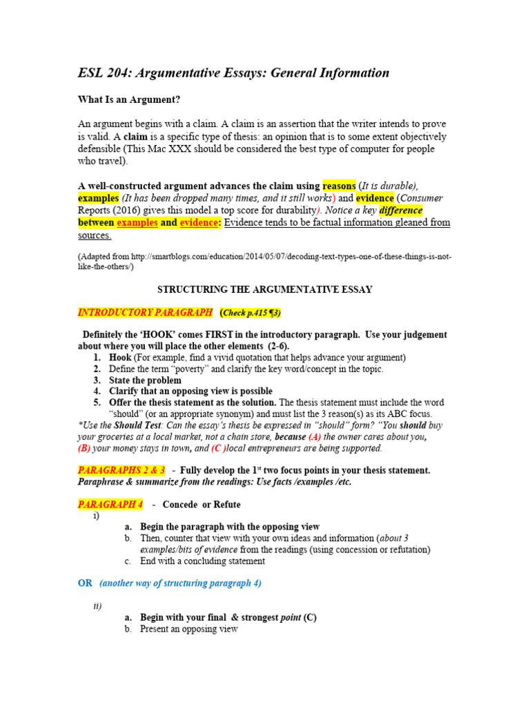 204 STRUCTURING THE Argumentative Essay | PDF | Argument | Essays