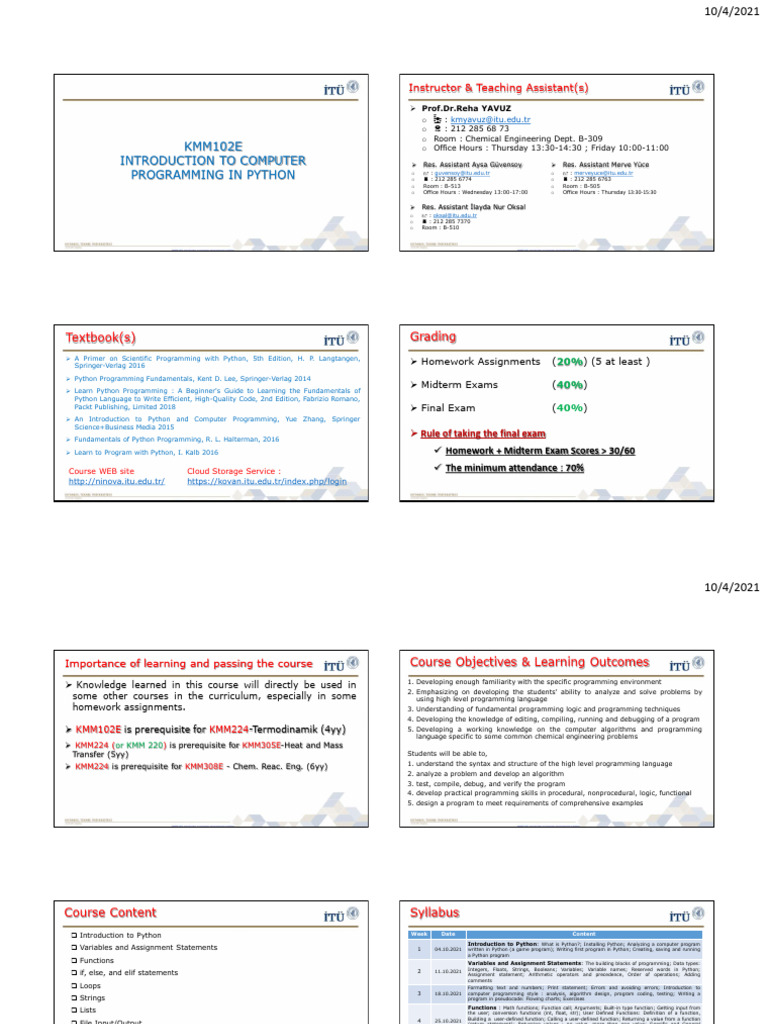 KMM102E 2021 2022 Fall | PDF | Computer Program | Programming