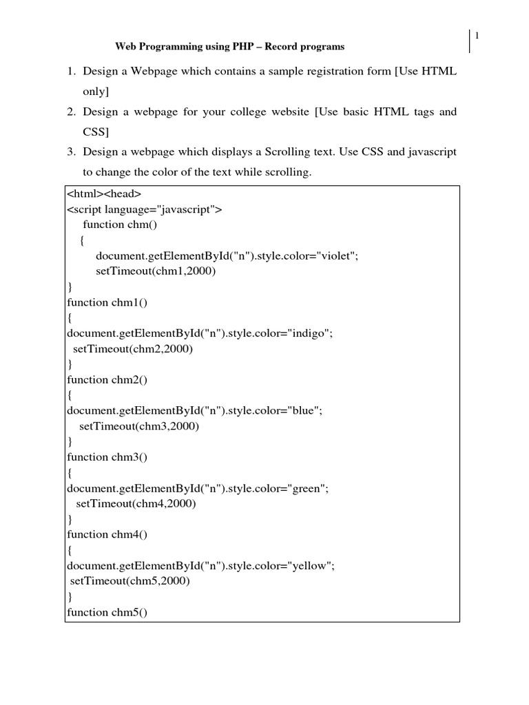Record Programs With Soln | PDF | World Wide Web | Internet & Web