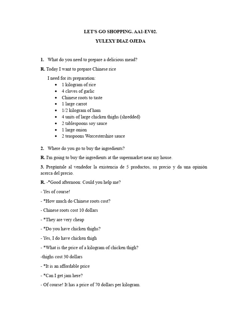 Let's Go Shopping. AA1-EV02. | PDF