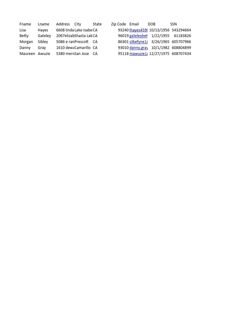 SSN and DOB Data Overview | PDF