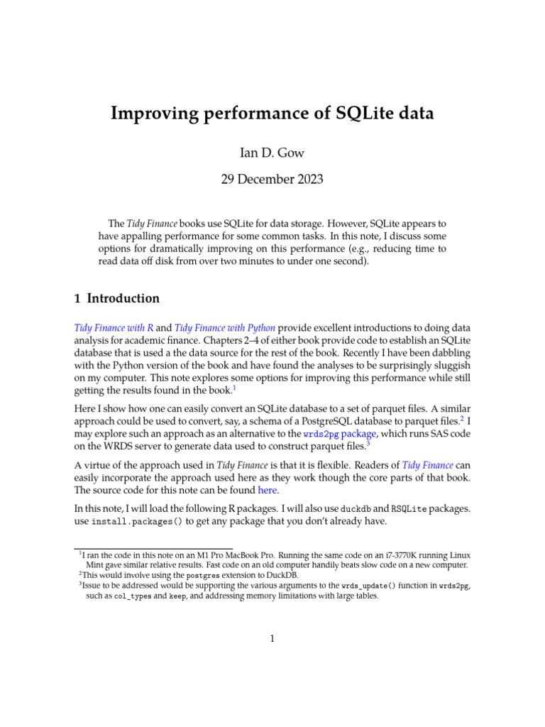 Improving Performance of SQLite Data 1703882908 | PDF | Software Engineering | Software Development