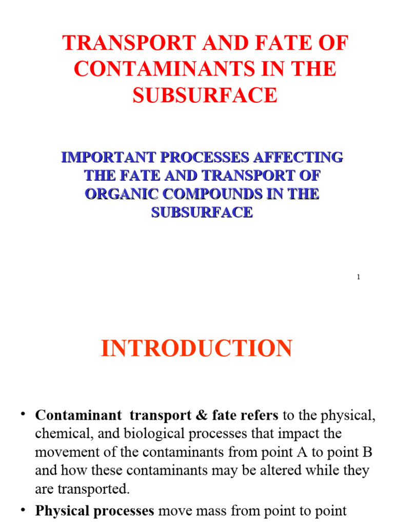 Fate Transport | PDF | Adsorption | Biodegradation