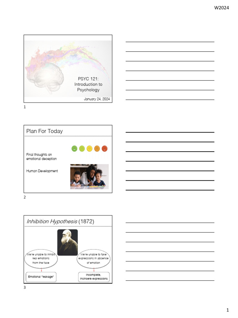 PSYC121 - Class 6, Wrap Up Emotion and Human Development I (2024.01.24), Moodle | PDF ...