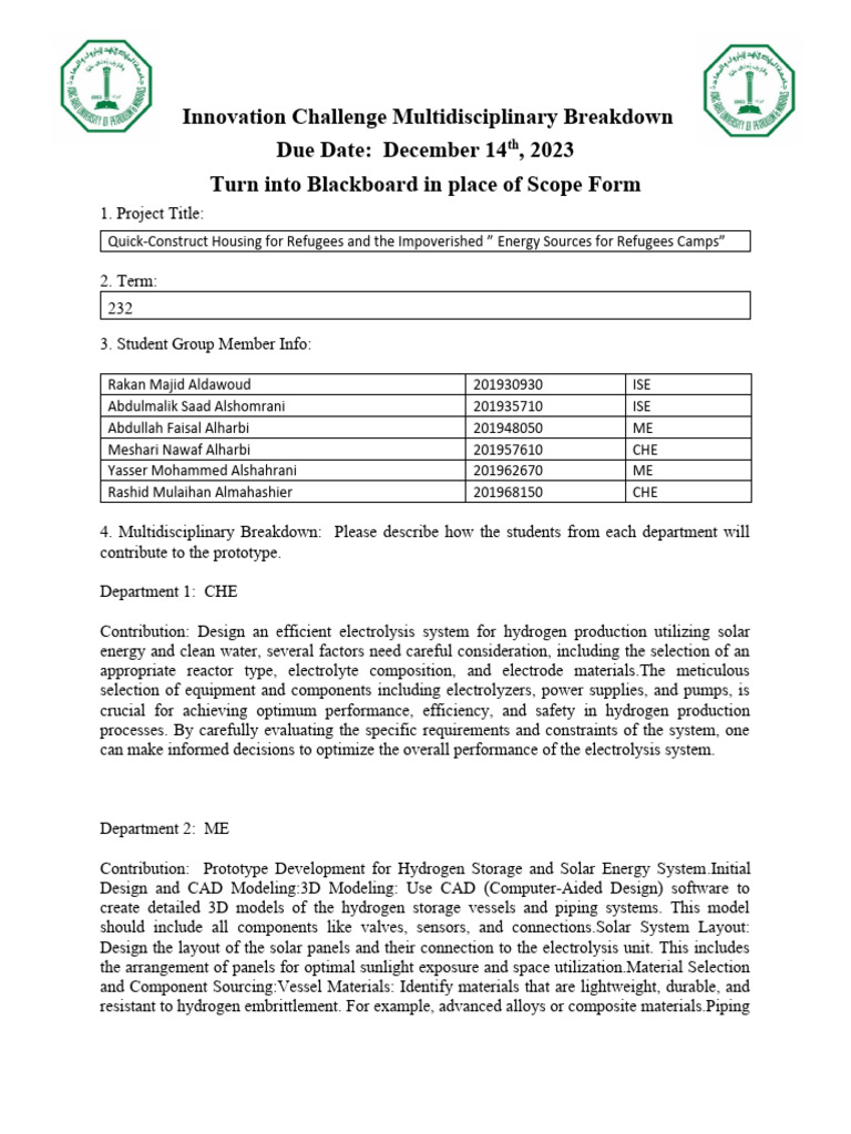 Innovation Challenge Multidiscilinary Breakdown - 232 Team 99 Copy 3 | PDF | Prototype | Safety
