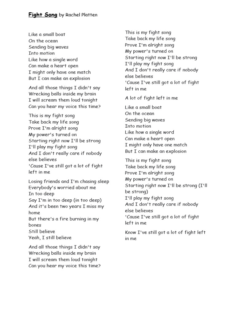 Fight Song by Rachel Platten | PDF