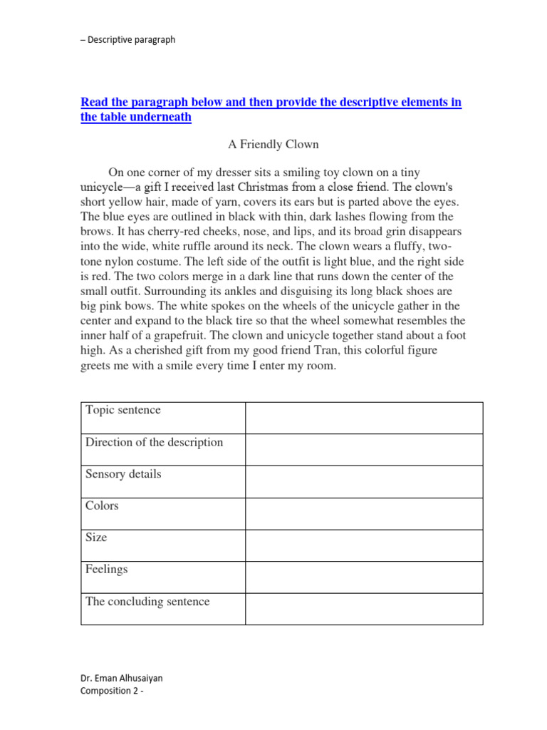 Descriptive Paragraph Sample2023 | PDF | Home & Garden | Art