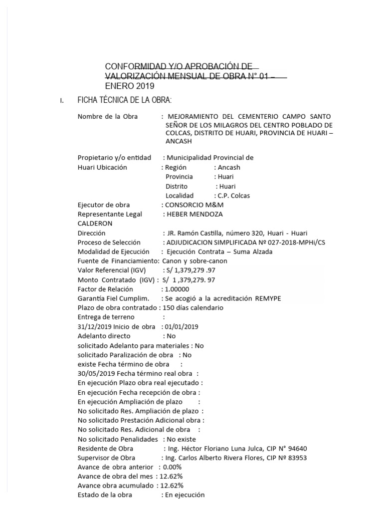 pdf-informe-tecnico-de-conformidad-de-valorizacion-de-obra-n-01 | PDF