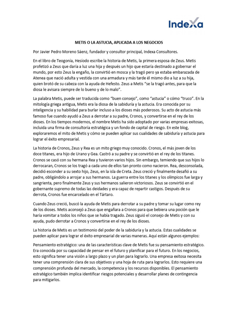 Metis o La Astucia Aplicada A Los Negocios | PDF | Business | Zeus