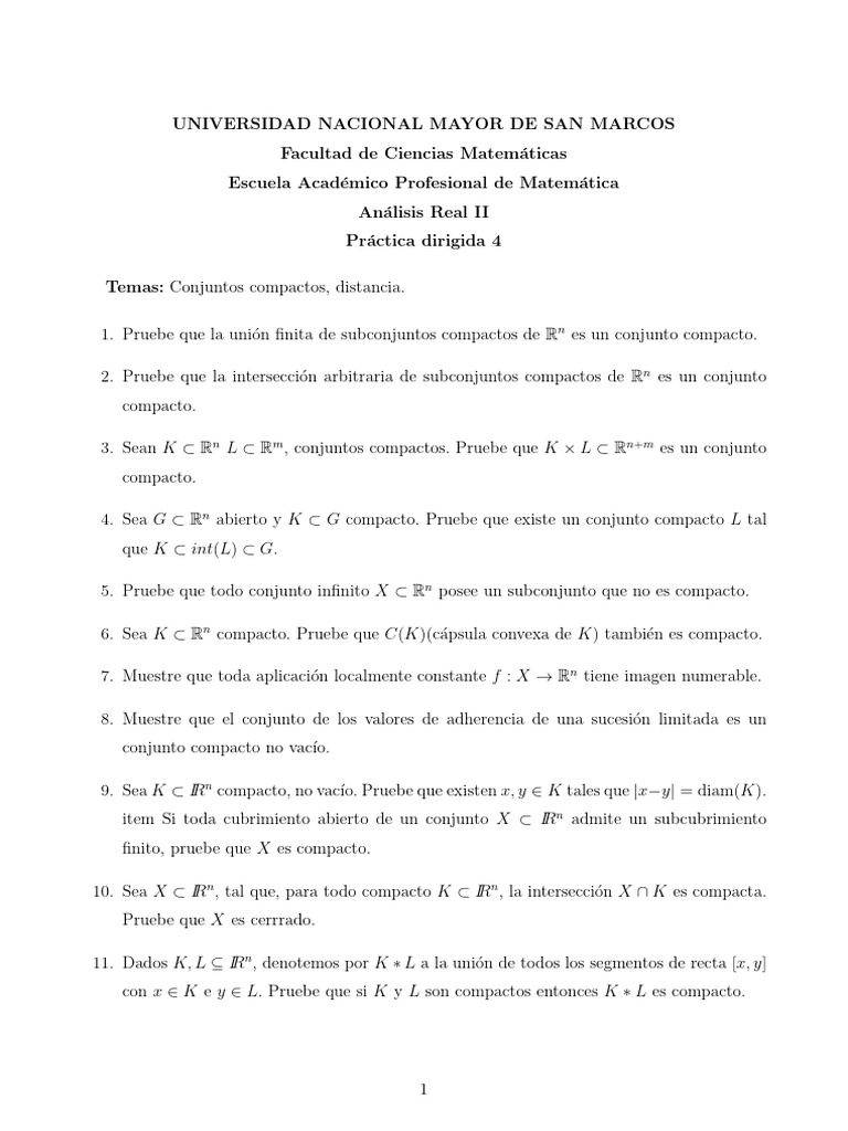 AnalisisReal II PD4 | PDF | Espacio compacto | Conjunto (Matemáticas)