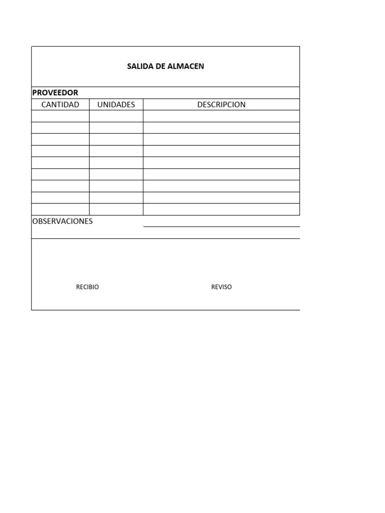 Formato Vale de Almacen | PDF