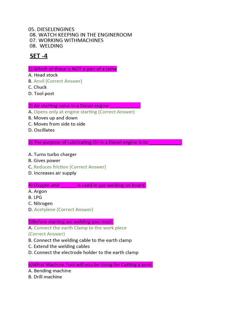 Mek - 4 - Mcqa - 5-6-7-8-Set-4 | PDF | Internal Combustion Engine ...