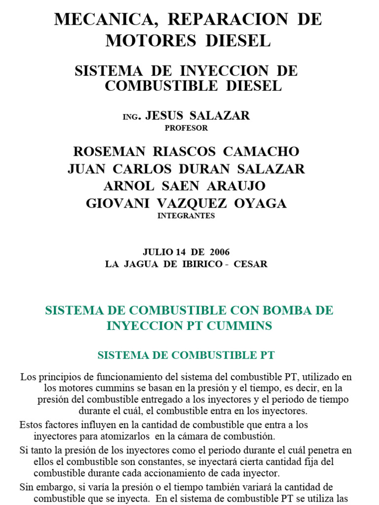 Sistema de Combustion | PDF | Inyección de combustible | Motor diesel