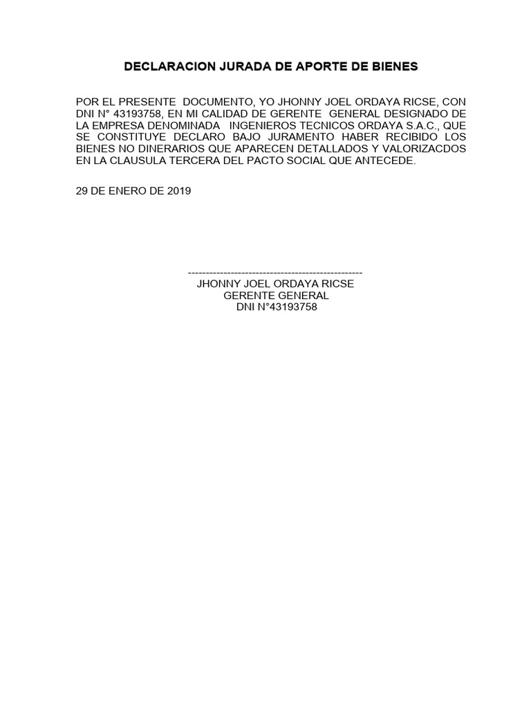 Declaracion Jurada JHR | PDF | Derecho