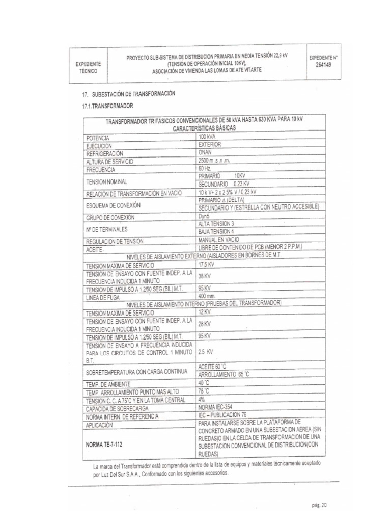 EDT de Transformador y Tablero | PDF