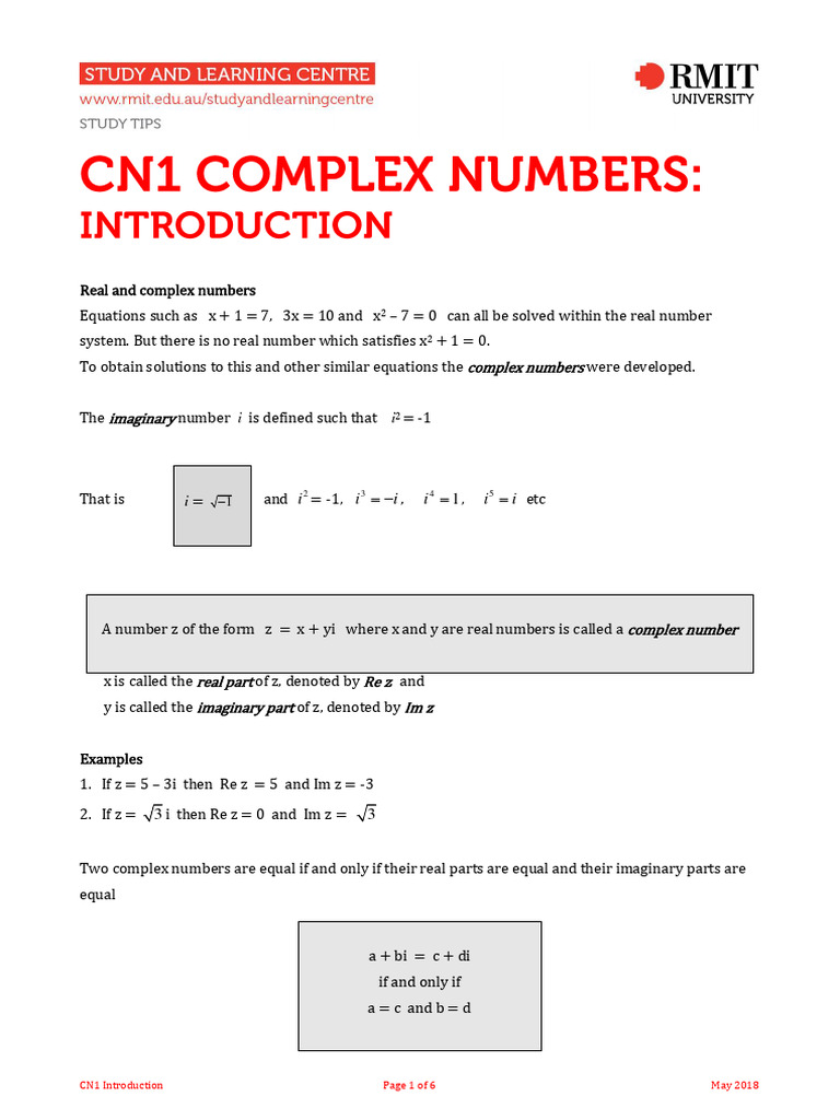 01 Complex Numbers Introduction | PDF | Complex Number | Numbers 01 Complex Numbers Introduction | PDF | Complex Number | Numbers