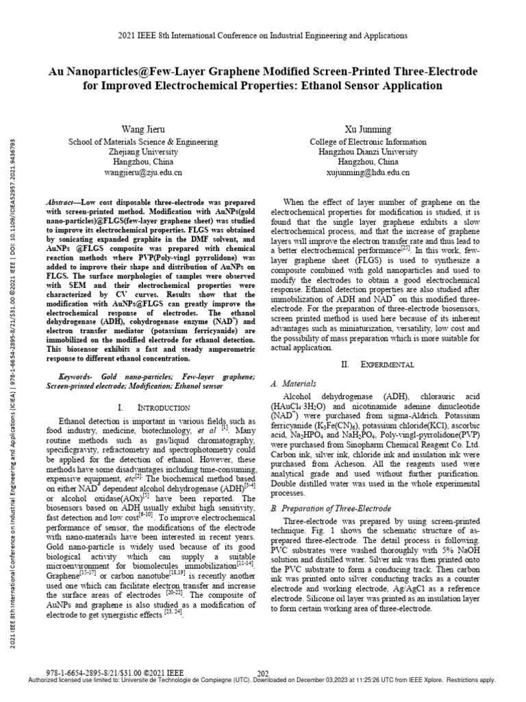 Au NanoparticlesFew-Layer Graphene Modified Screen-Printed Three ...
