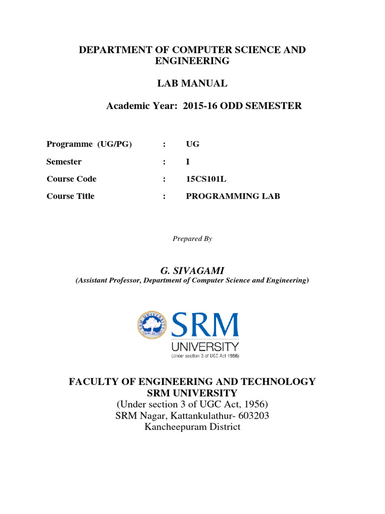 Lab Manual | PDF | Matrix (Mathematics) | Control Flow Lab Manual | PDF | Matrix (Mathematics) | Control Flow