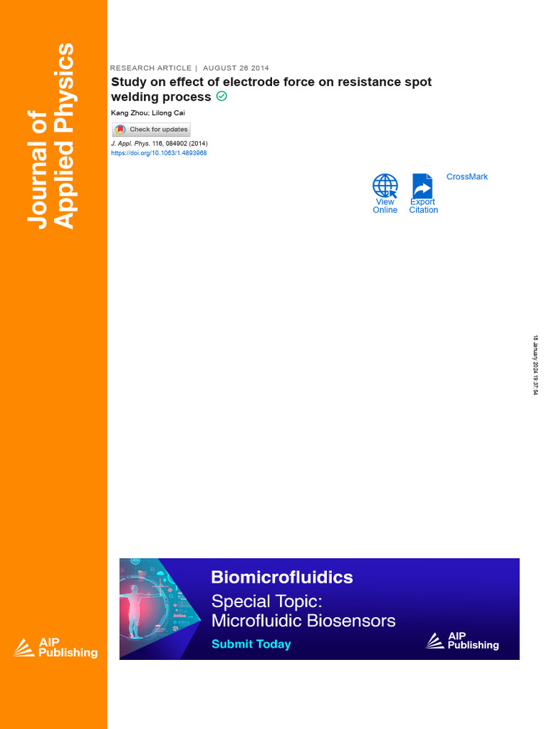 2014 Study On Effect of Electrode Force On Resistance Spot Welding ...