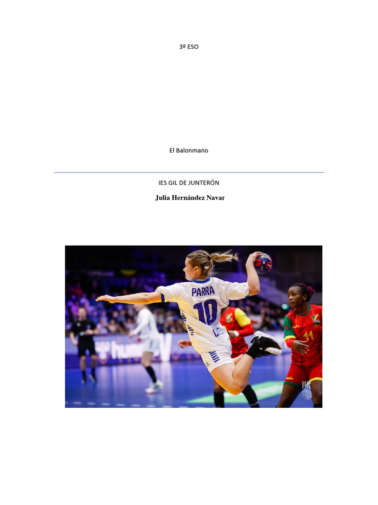 Trabajo Educacion Fisica Balonmano | PDF
