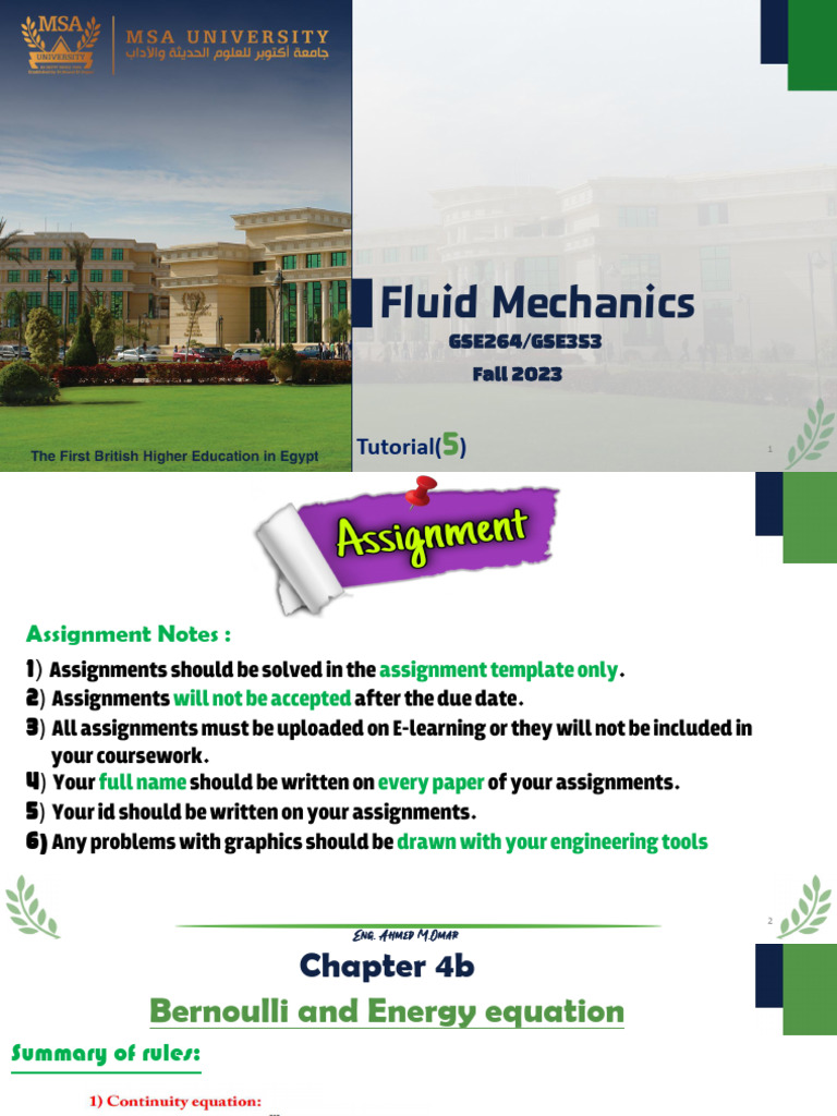 Tutorial 5 - Fluid - Fall 2023 - Eng - Ahmed M.Omar | PDF | Pump ...