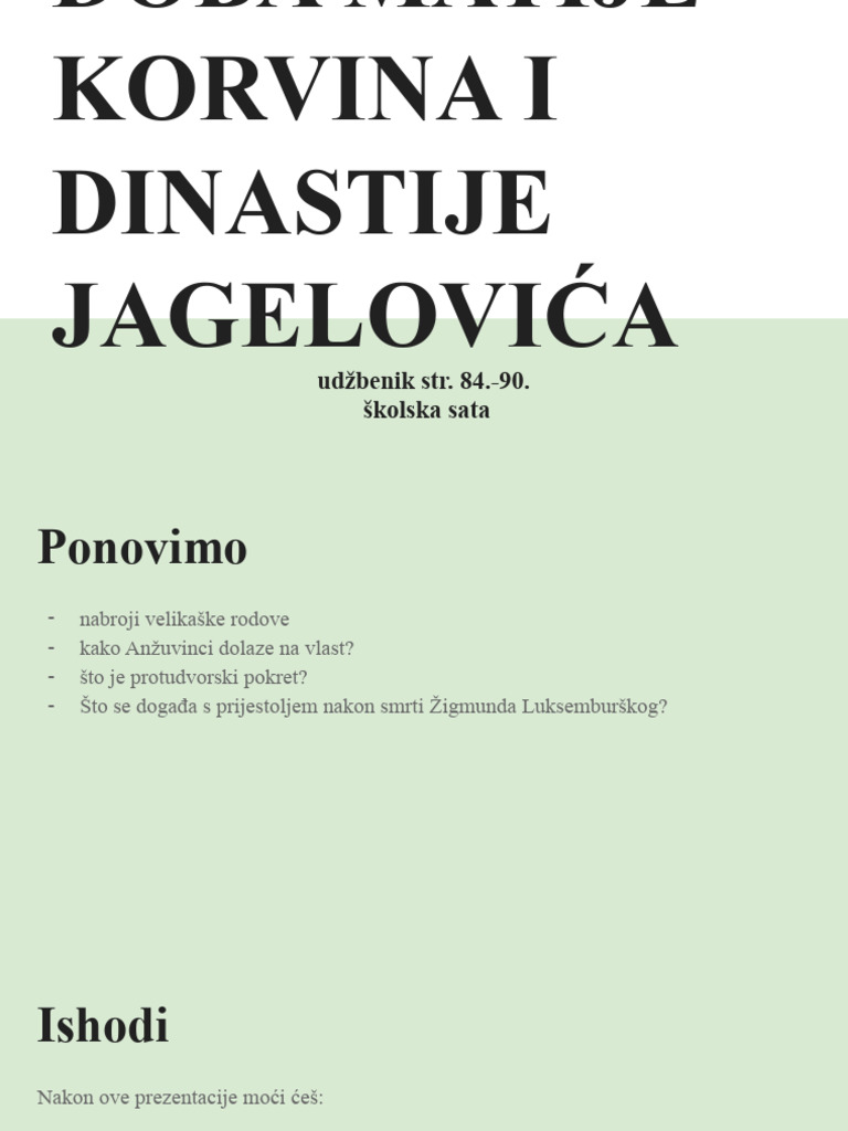 Klio 6 - Doba Matije Korvina i Dinastije Jagelovica - PPT Za Nastavu Na ...