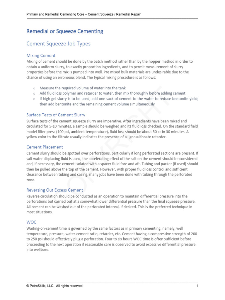 PCE-PRC-1-PC3-Remedial or Squeeze Cementing | PDF | Casing (Borehole) | Physical Sciences