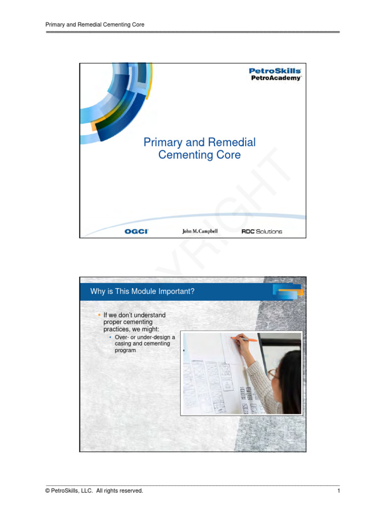 PCE-PRC-1-Primary and Remedial Cementing Core | PDF | Casing (Borehole ...