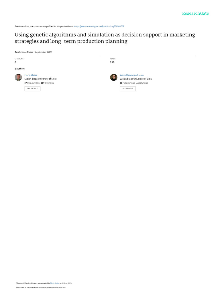 Using Genetic Algorithms and Simulation as Decisio | PDF | Genetic Algorithm | Simulation