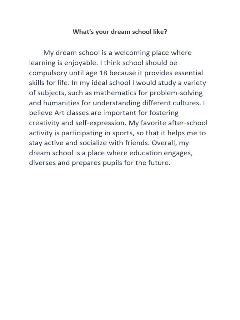 My Ideal Dream School Vision | PDF
