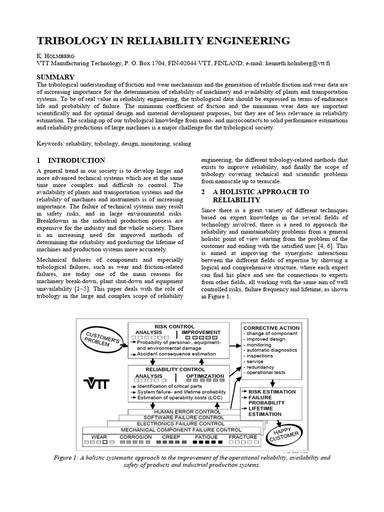 Tribology in Reliability Engineering | PDF | Reliability Engineering | Wear