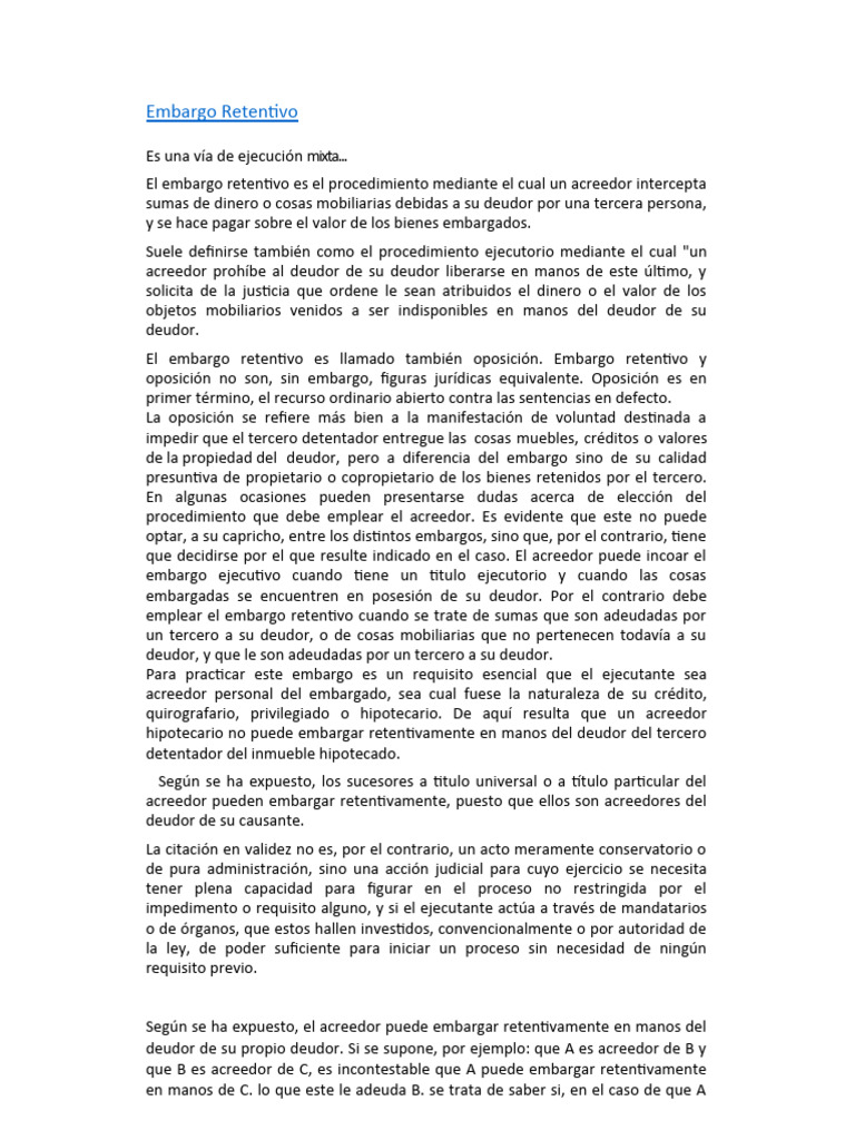 Embargo Retentivo Und 4 | PDF | Propiedad | Subrogación
