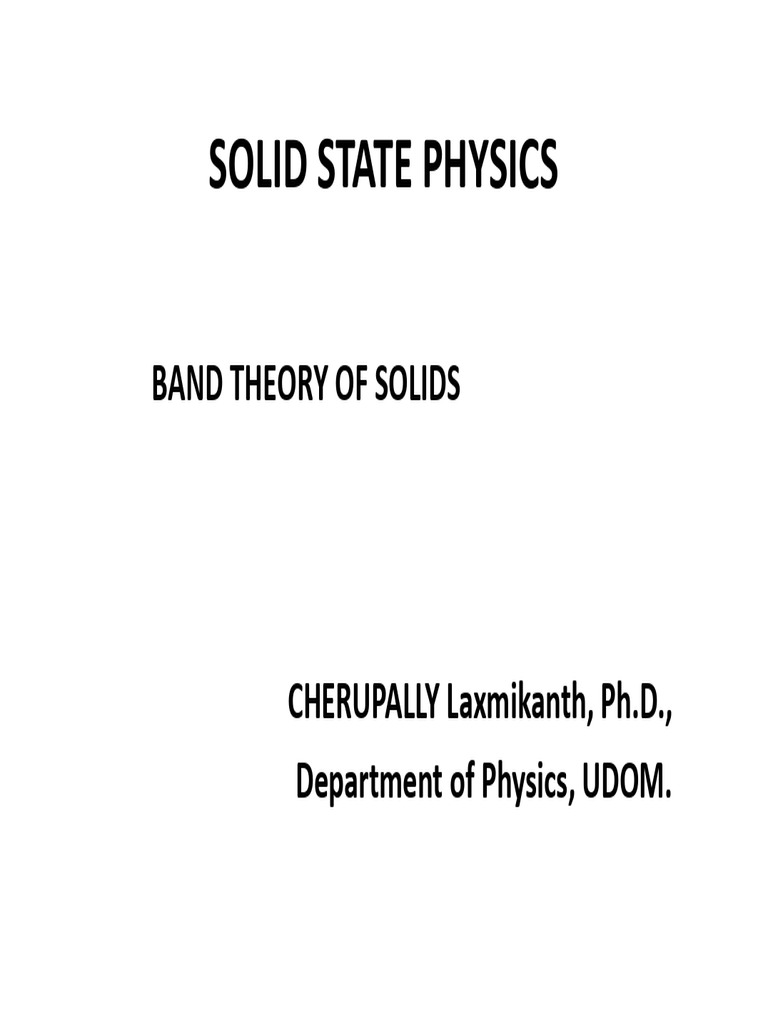 1.1 Band Theory of Solids | PDF | Electron | Electronic Band Structure