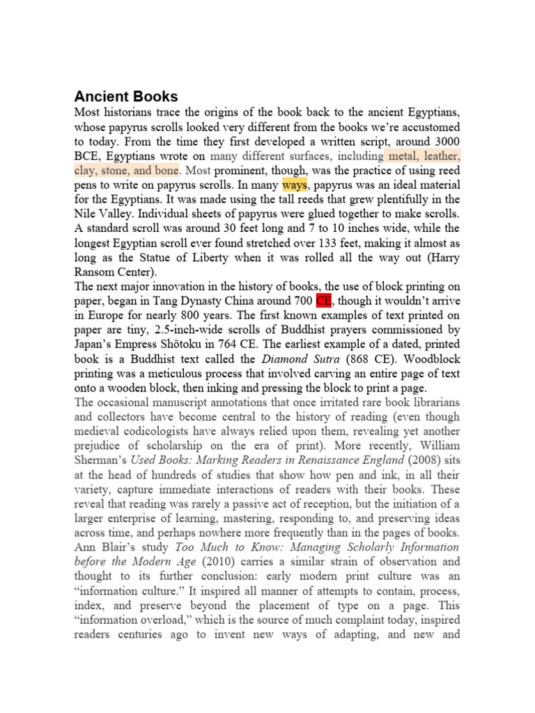 Ancient Books | PDF | Books | Papyrus