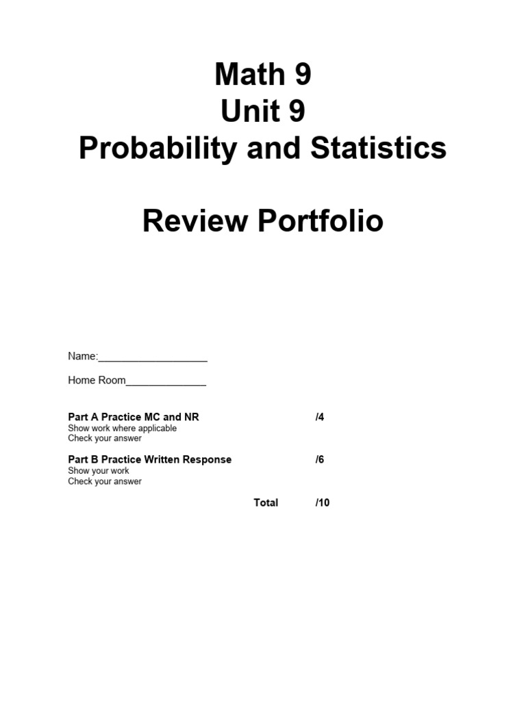 Math-9---Unit-9-Review-Portfolio | PDF | Probability | Sampling ...