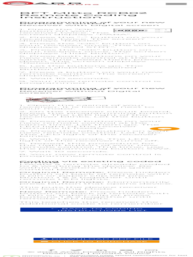 BFT Mitto Remote Programming Guide | PDF | Computers