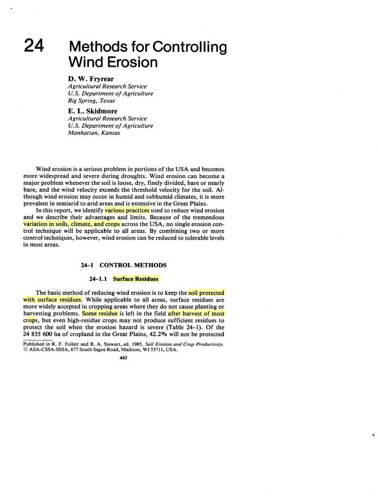 84 - Methods of Controlling Wind Erosion | PDF | Tillage | Soil