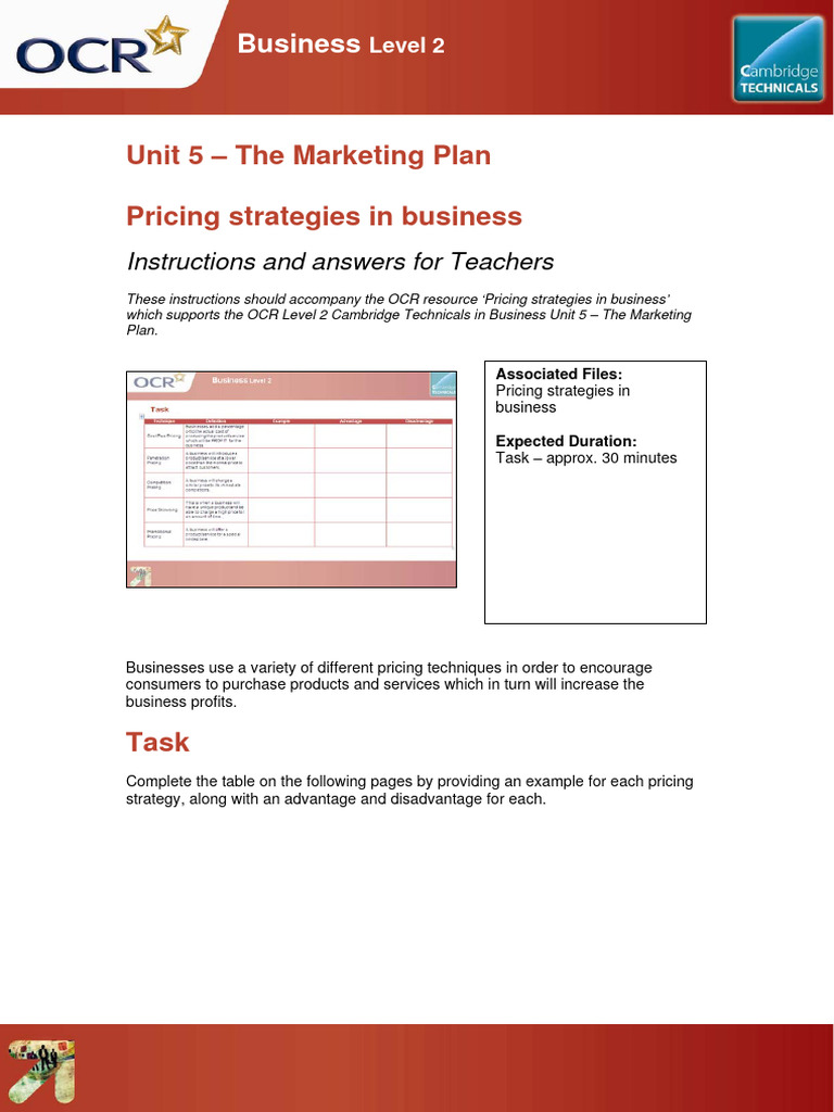 Pricing Strategies in Business Teacher Instructions | PDF | Pricing ...